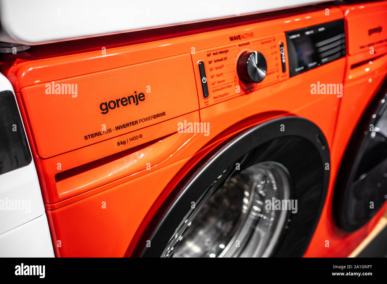 Berlin, Germany, Sep 2019 free-standing GORENJE Washing Machines on ...
