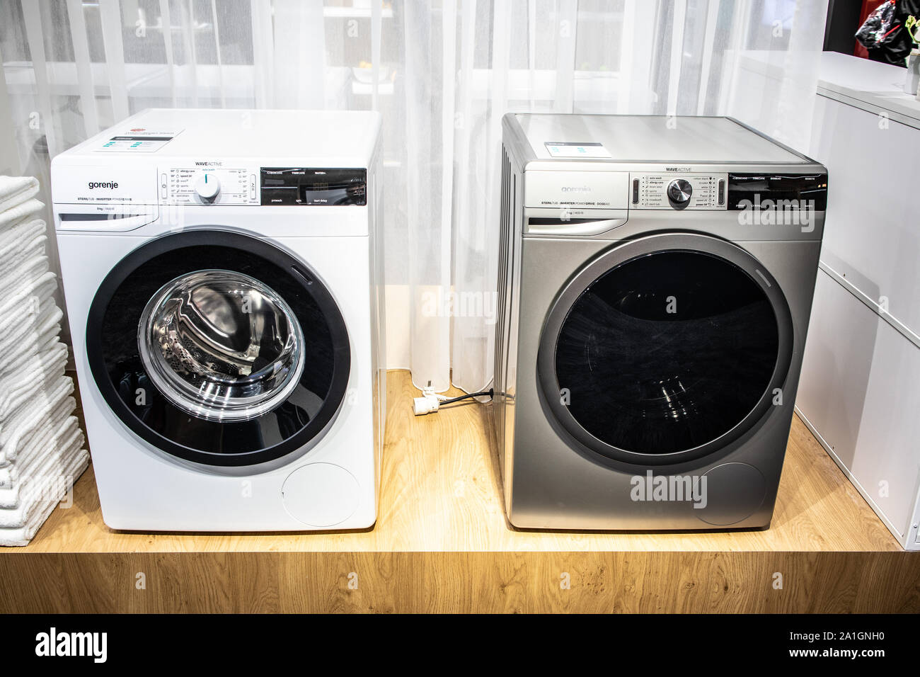 Berlin, Germany, Sep 2019 free-standing GORENJE Washing Machines on ...