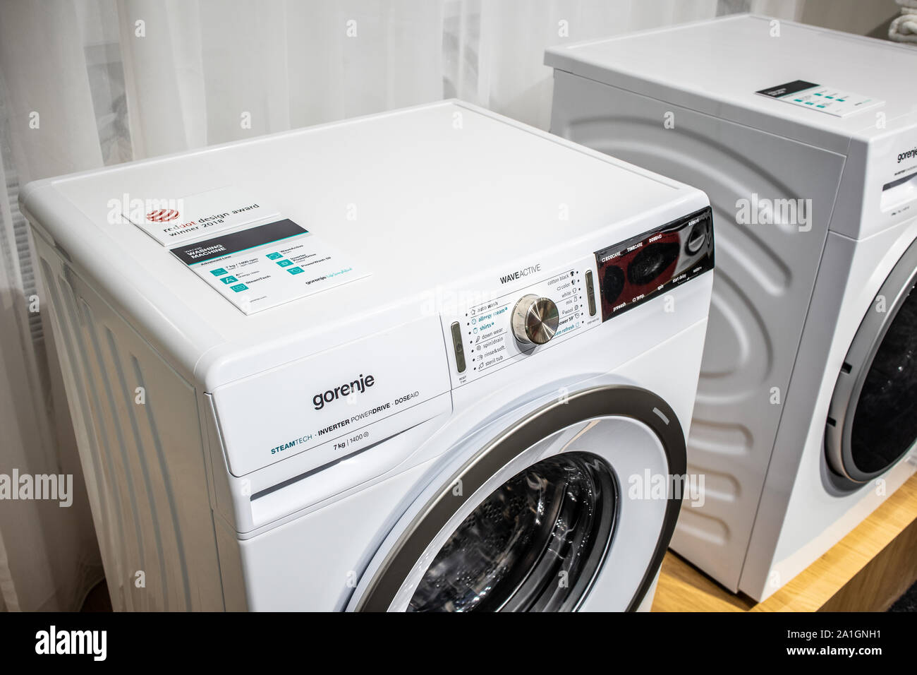 Berlin, Germany, Sep 2019 free-standing GORENJE Washing Machines on ...