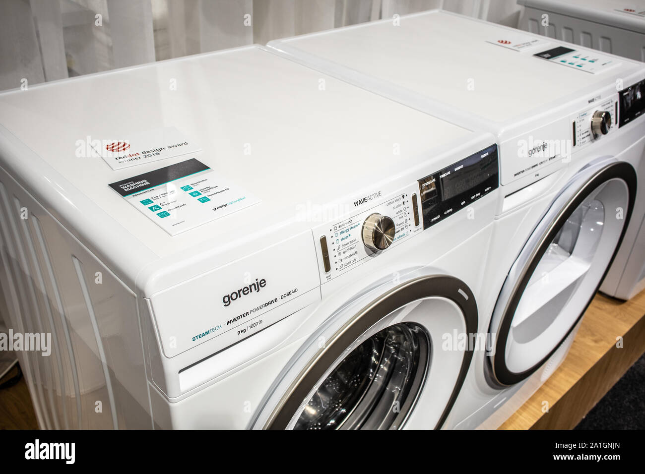 Berlin, Germany, Sep 2019 free-standing GORENJE Washing Machines on ...