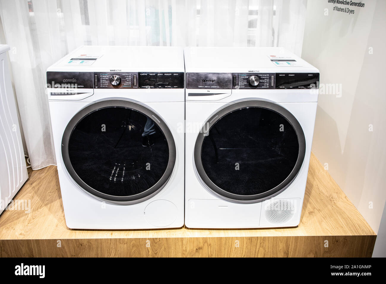 Berlin, Germany, Sep 2019 free-standing GORENJE Washing Machines on ...