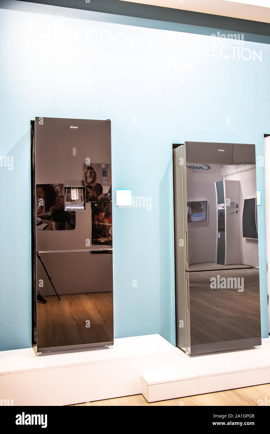 Berlin, Germany, Sep 2019, Candy fridge refrigerator freezer at Candy ...