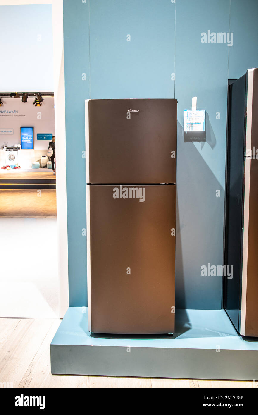 Berlin, Germany, Sep 2019, Candy fridge refrigerator freezer at Candy ...