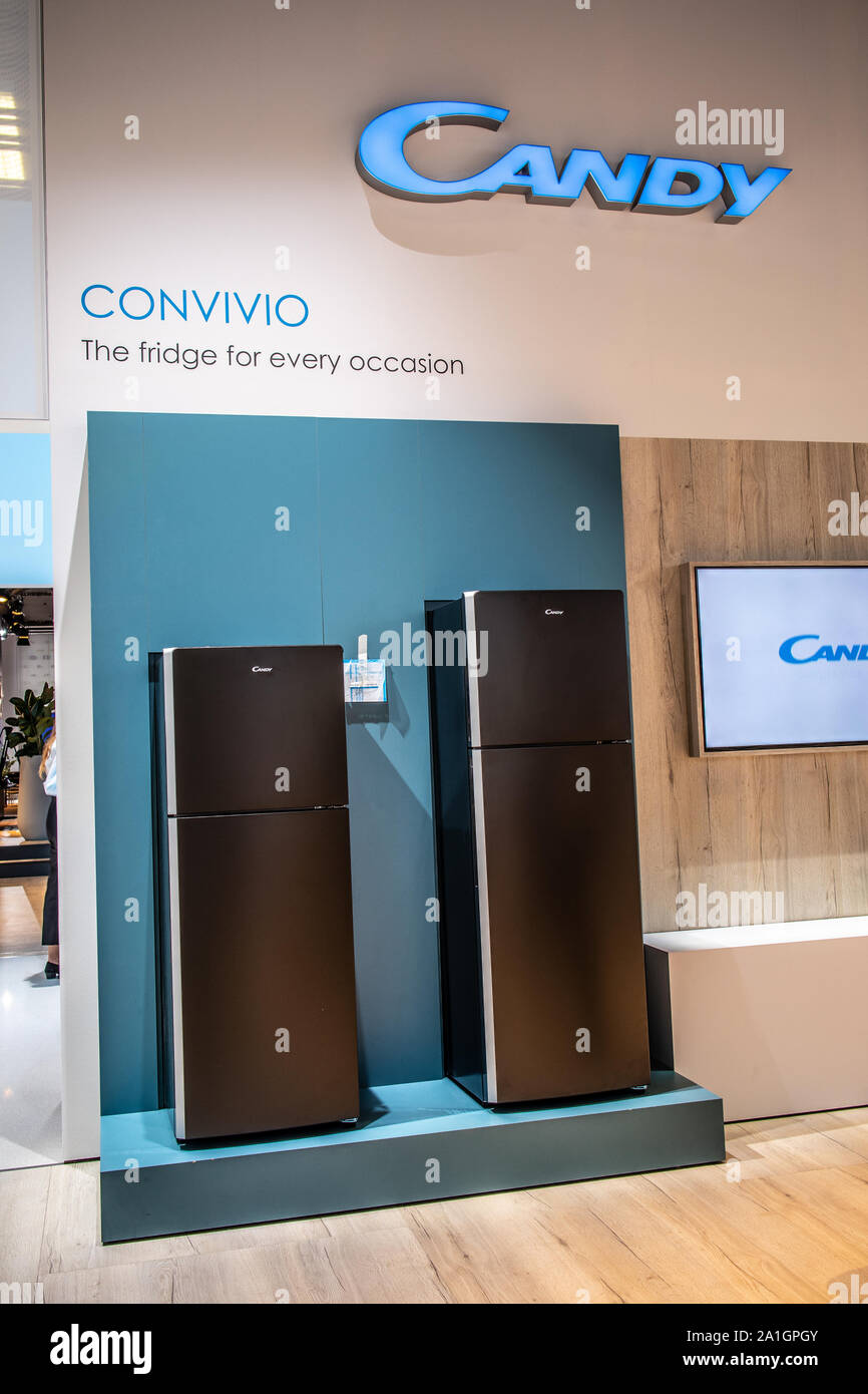 Berlin, Germany, Sep 2019, Candy fridge refrigerator freezer at Candy ...