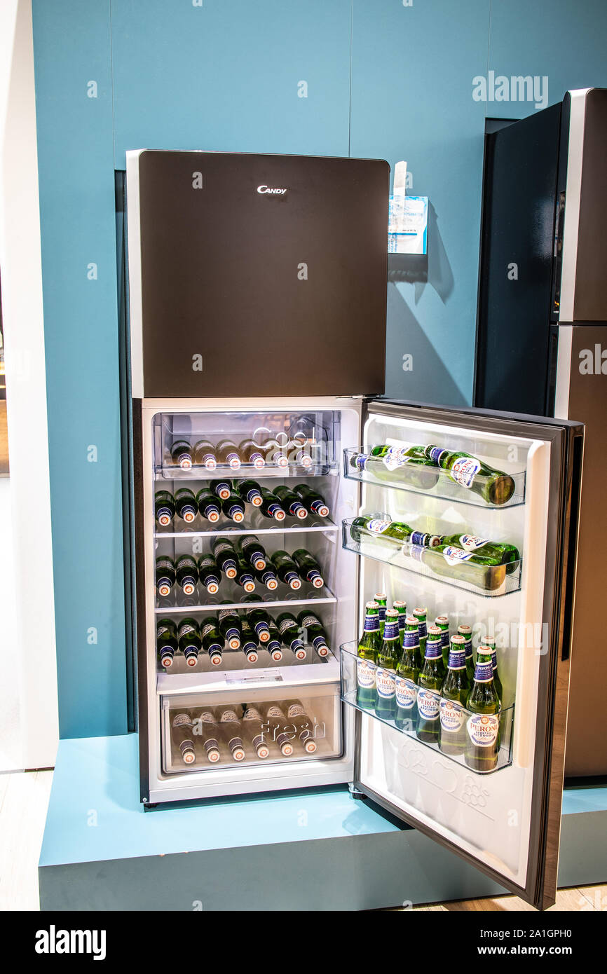 Berlin, Germany, Sep 2019, Candy fridge refrigerator freezer at Candy ...