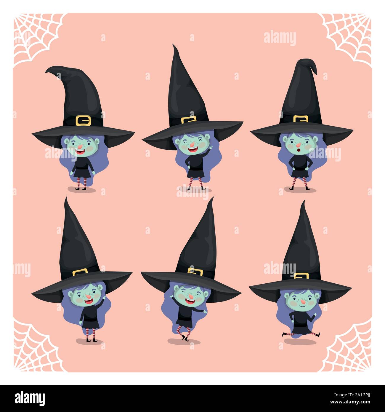 cute little girls with witches costumes Stock Vector Image & Art - Alamy