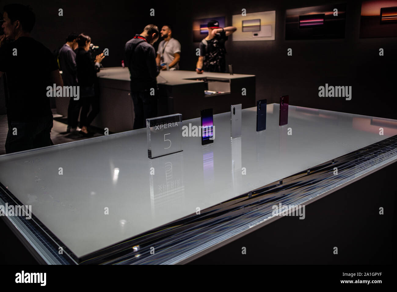 Berlin, Germany, Sep 2019 Sony Xperia 5 CinemaWide display smartphone ...
