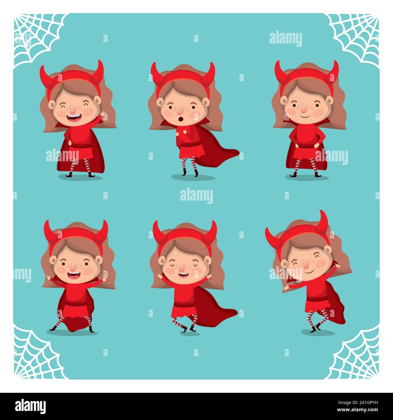 cute little girls with devils costumes Stock Vector Image & Art - Alamy