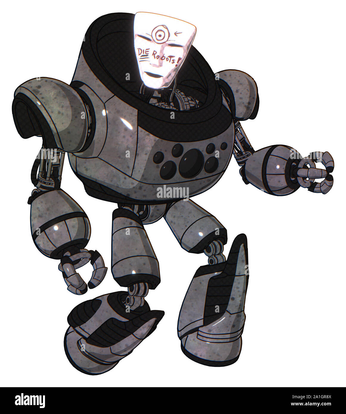 Mech containing elements: humanoid face mask, die robots graffiti ...