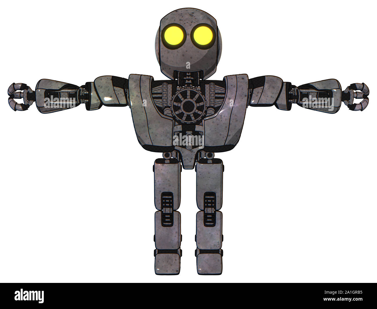 Automaton containing elements: round head, large yellow eyes, heavy ...