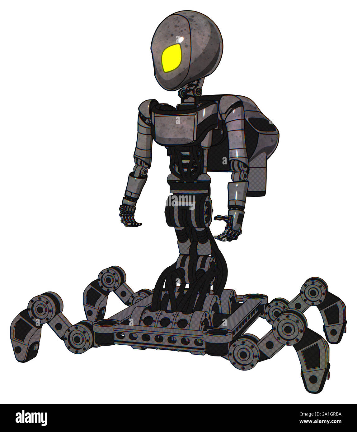 Droid containing elements: grey alien style head, yellow eyes, light ...