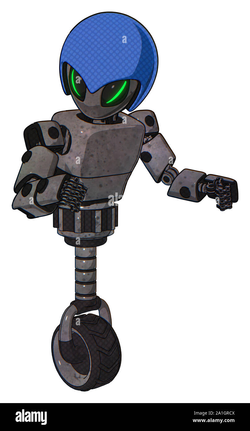 Android containing elements: grey alien style head, green demon eyes ...