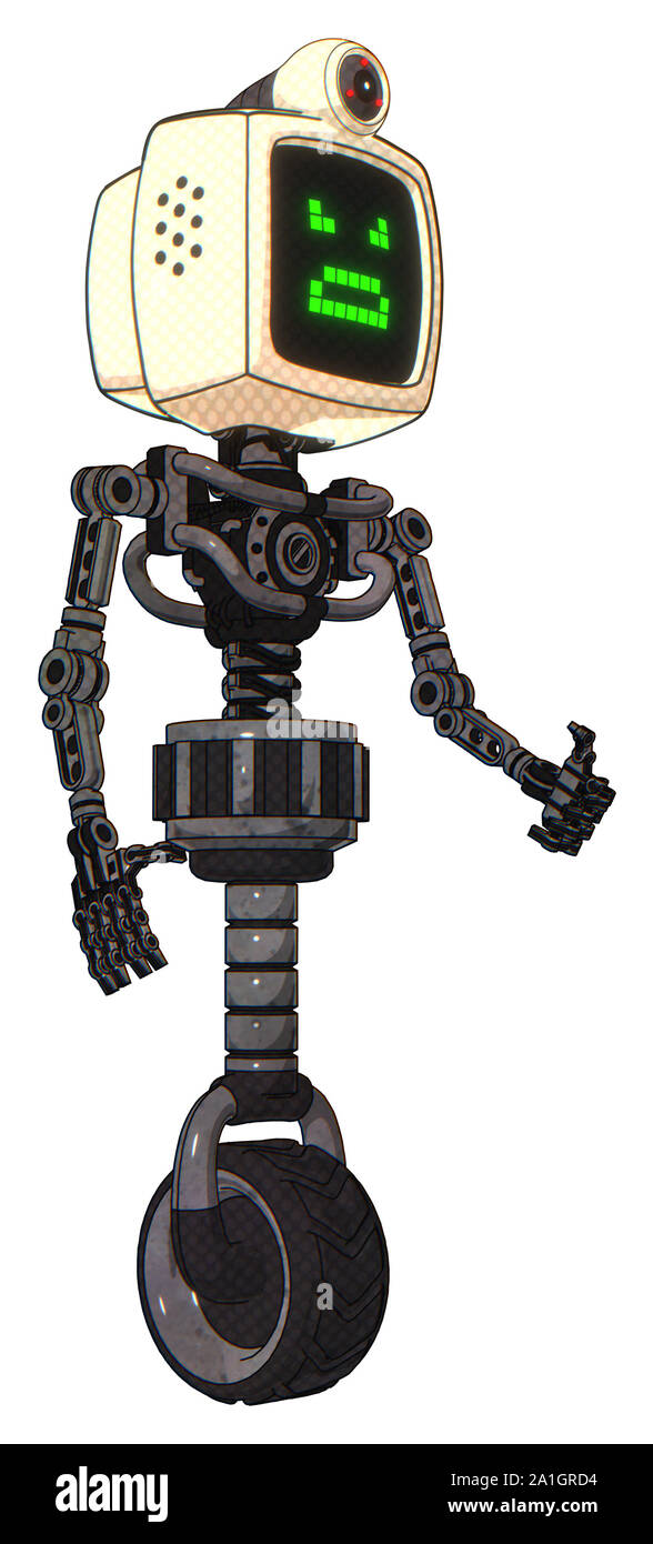 Automaton containing elements: old computer monitor, angry pixels face ...