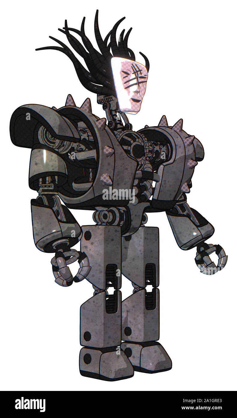 Automaton containing elements: humanoid face mask, slashes war paint ...