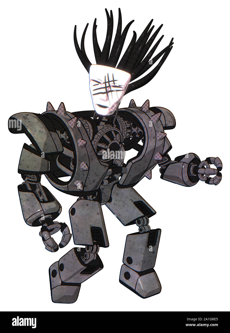 Automaton containing elements: humanoid face mask, slashes war paint ...