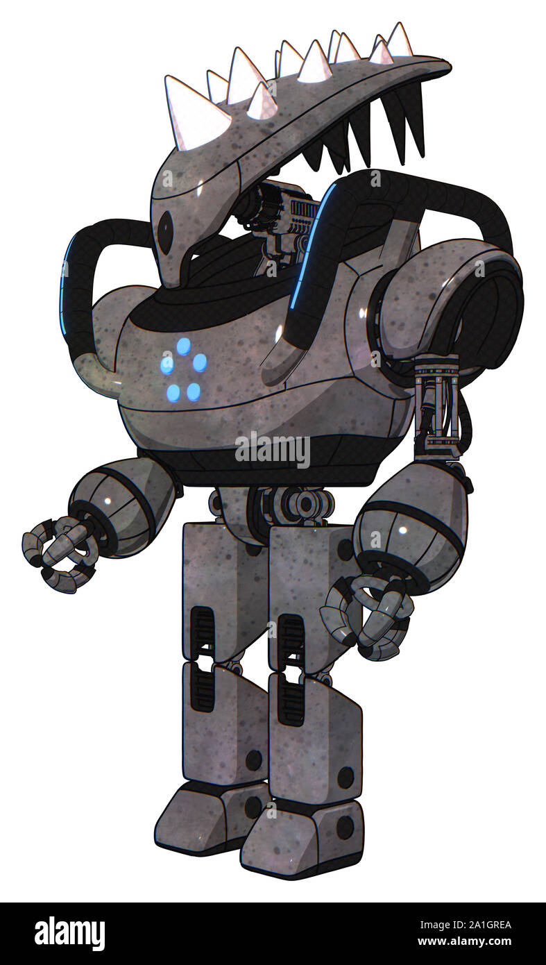 Cyborg containing elements: flat elongated skull head, spikes,, heavy ...