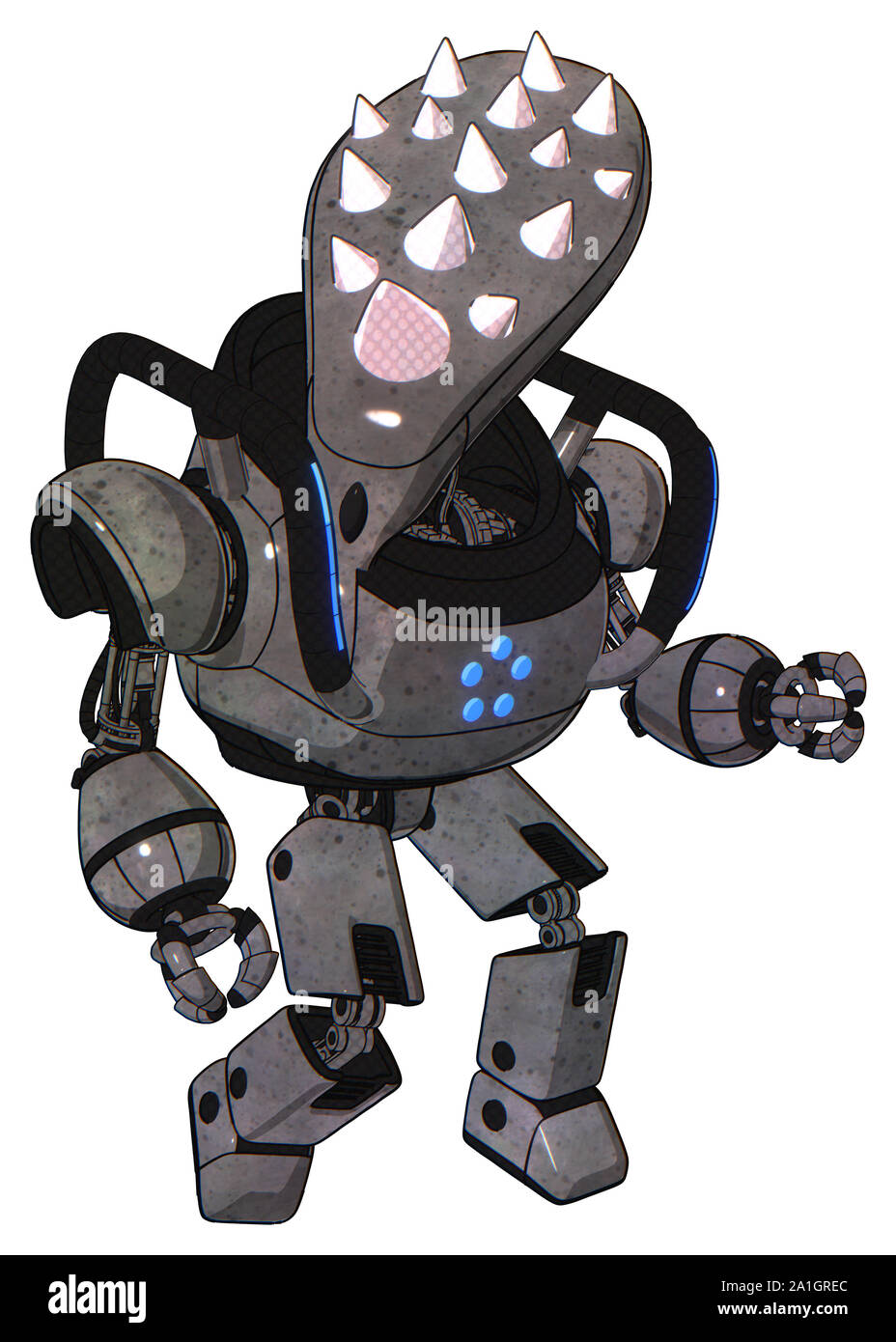 Cyborg containing elements: flat elongated skull head, spikes,, heavy ...