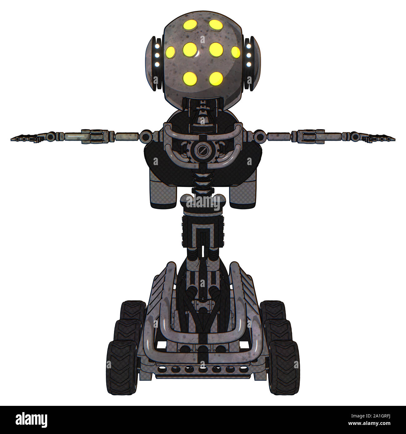 Droid containing elements: round head, yellow eyes array, head light ...