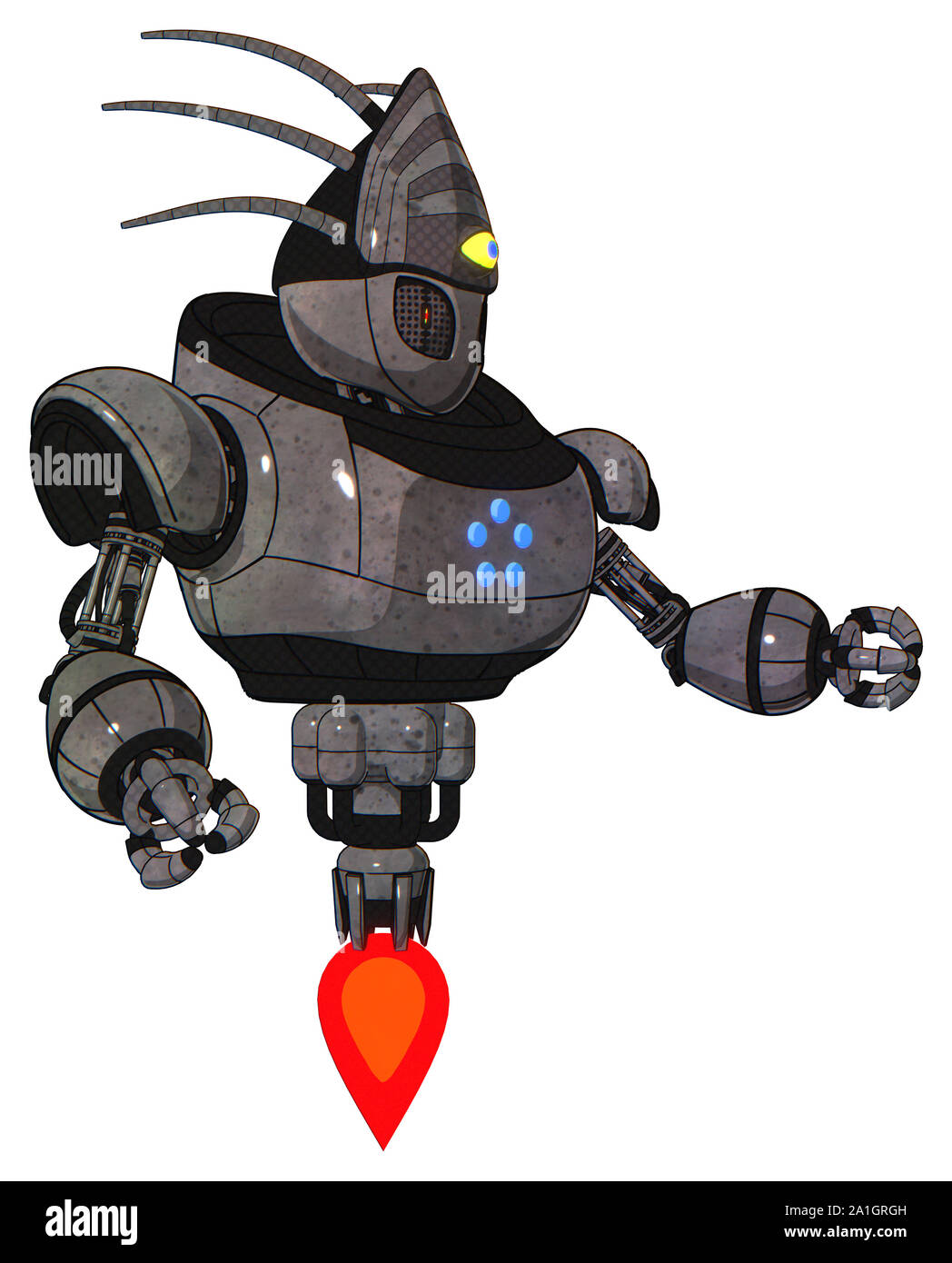 Mech containing elements: grey alien style head, metal grate eyes ...