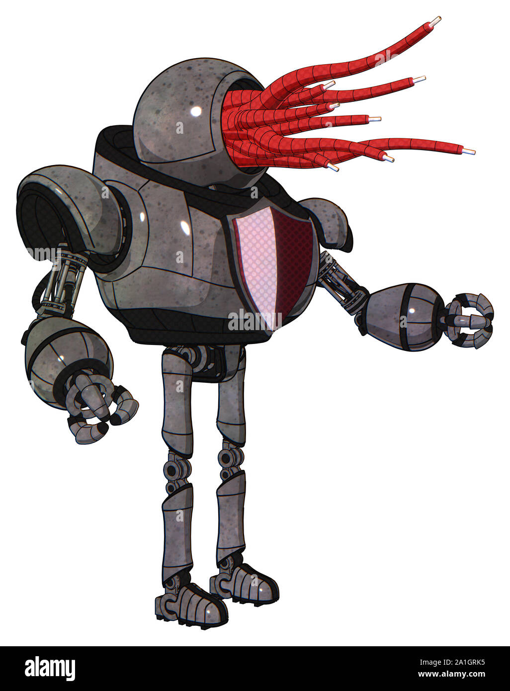 Robot containing elements: bright red jellyfish tentacles fiber optic ...