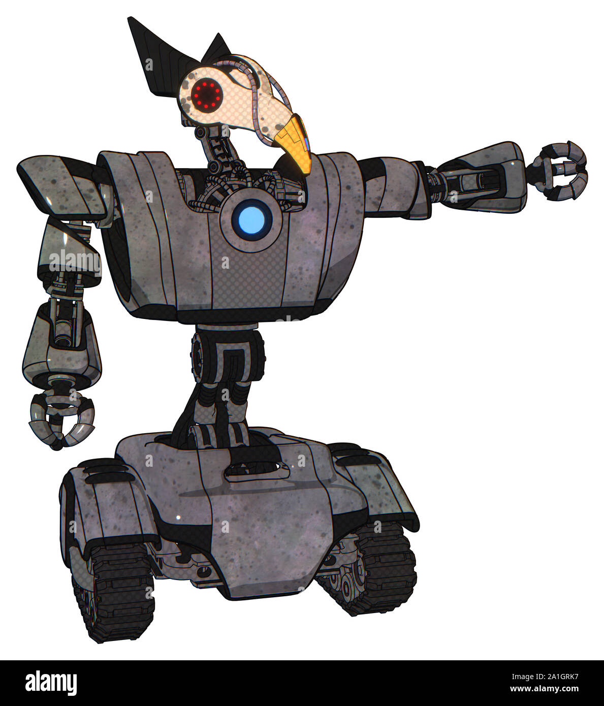 Robot containing elements: bird skull head, red led circle eyes ...