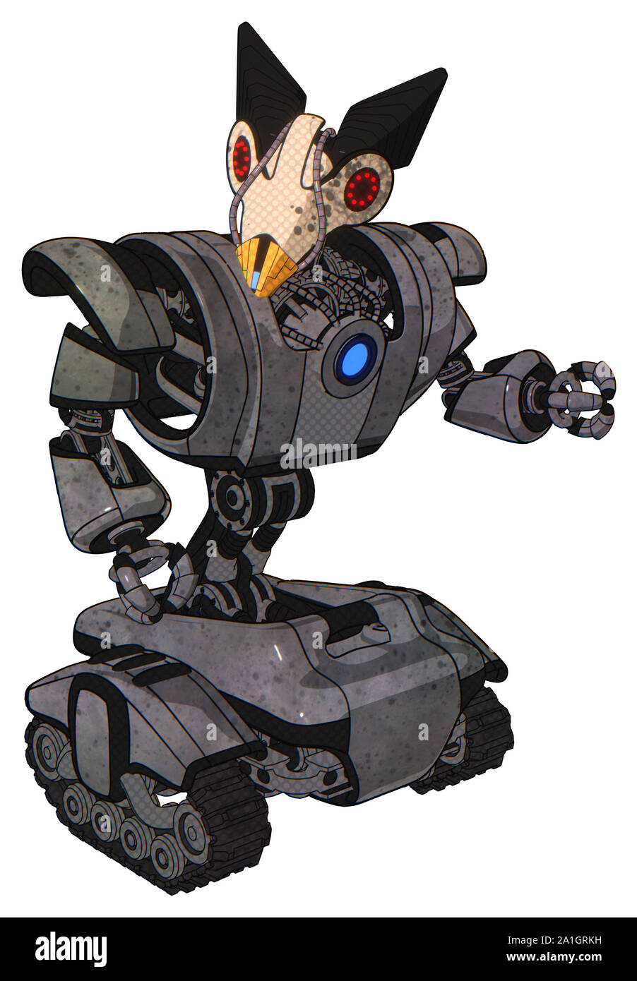 Robot containing elements: bird skull head, red led circle eyes ...