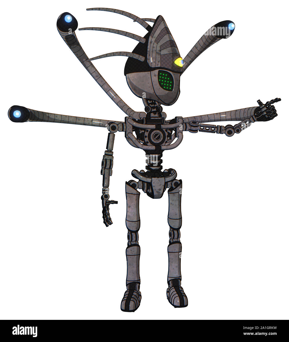 Automaton containing elements: grey alien style head, led array eyes ...