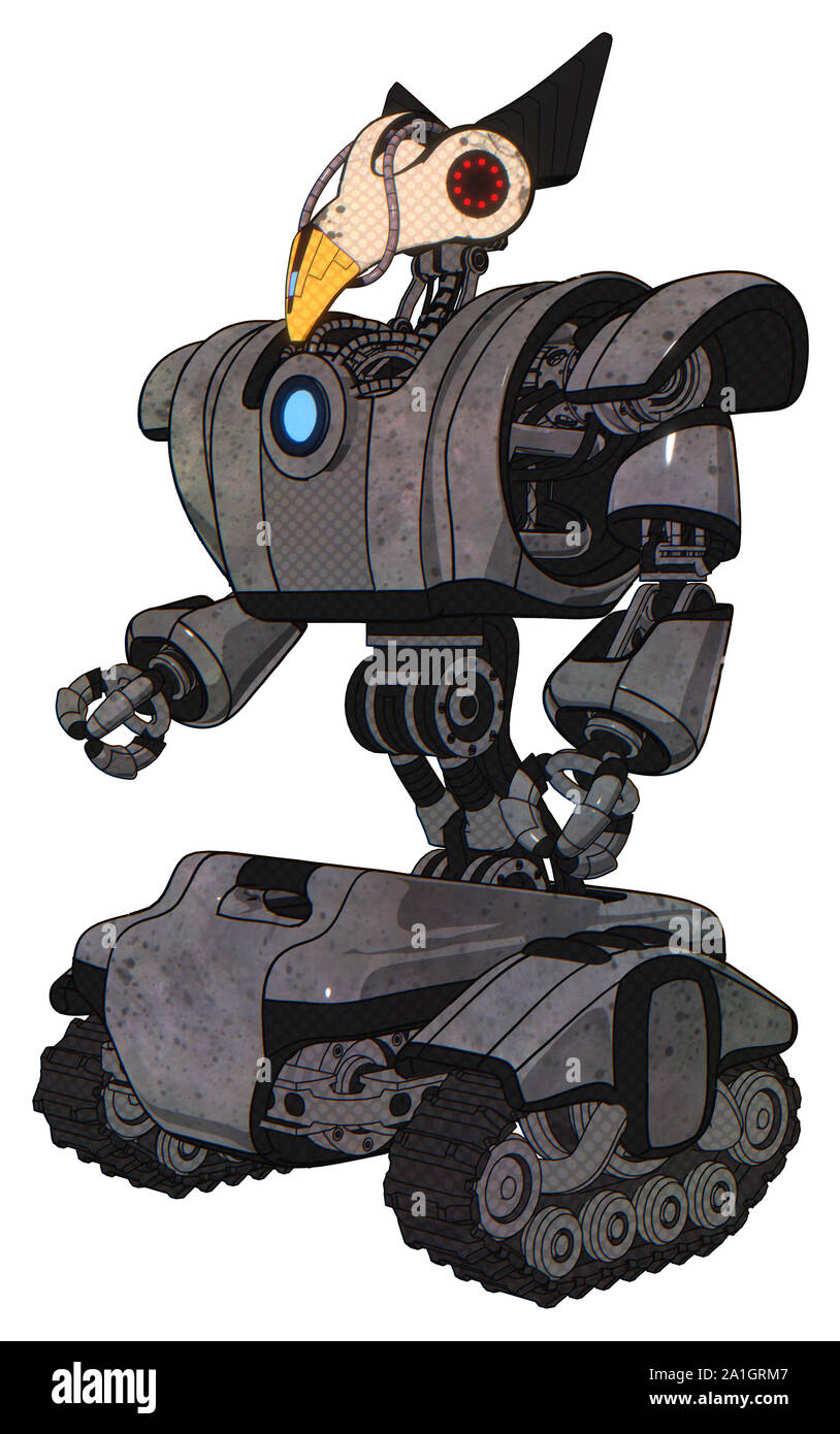 Robot containing elements: bird skull head, red led circle eyes ...