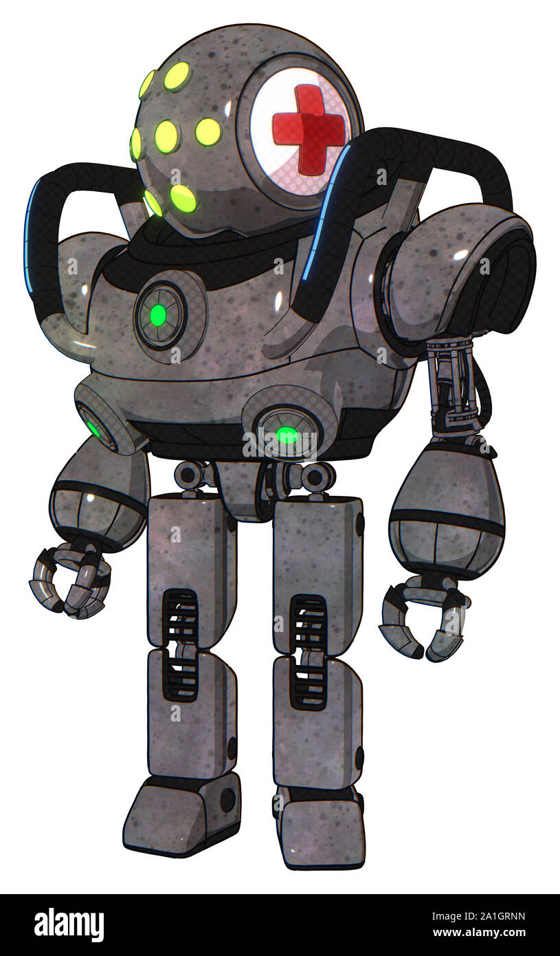 Automaton containing elements: round head, green eyes array, first aid ...