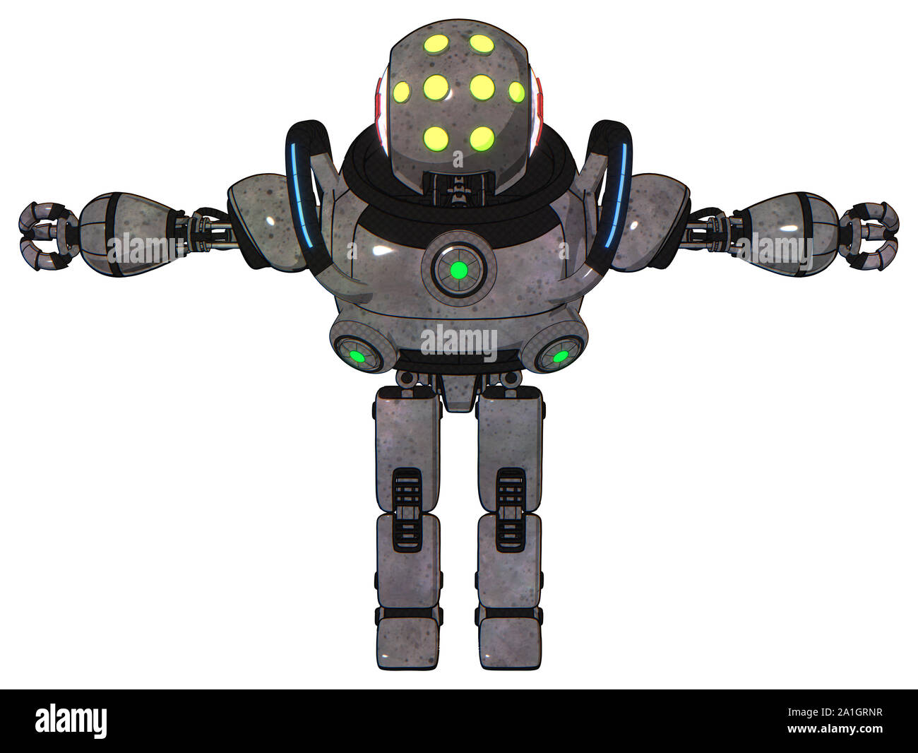 Automaton containing elements: round head, green eyes array, first aid ...