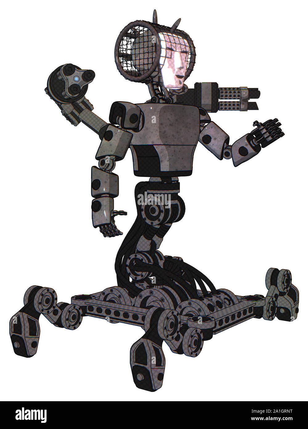 Mech containing elements: humanoid face mask, light chest exoshielding ...