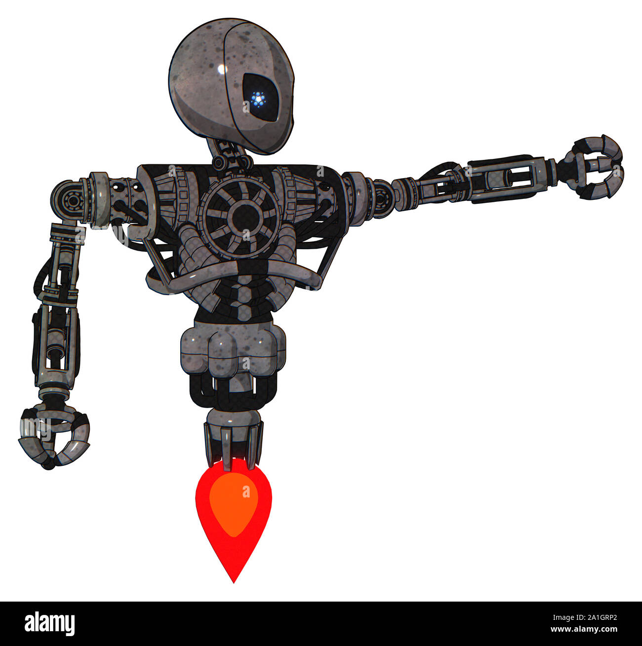 Cyborg containing elements: grey alien style head, electric eyes, heavy ...