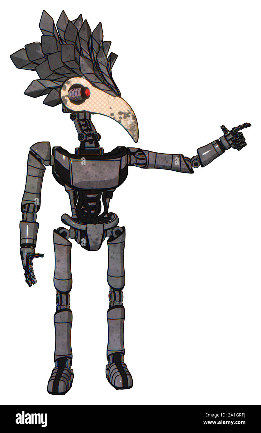 Droid containing elements: bird skull head, yellow and green scope eyes ...