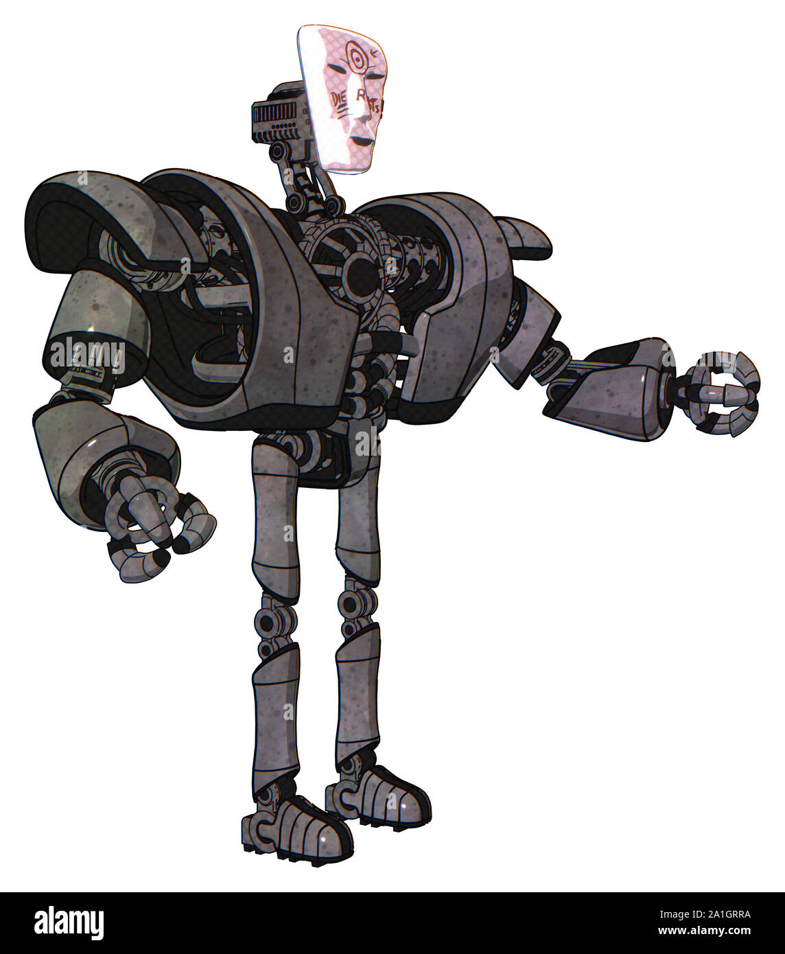 Automaton containing elements: humanoid face mask, die robots graffiti ...