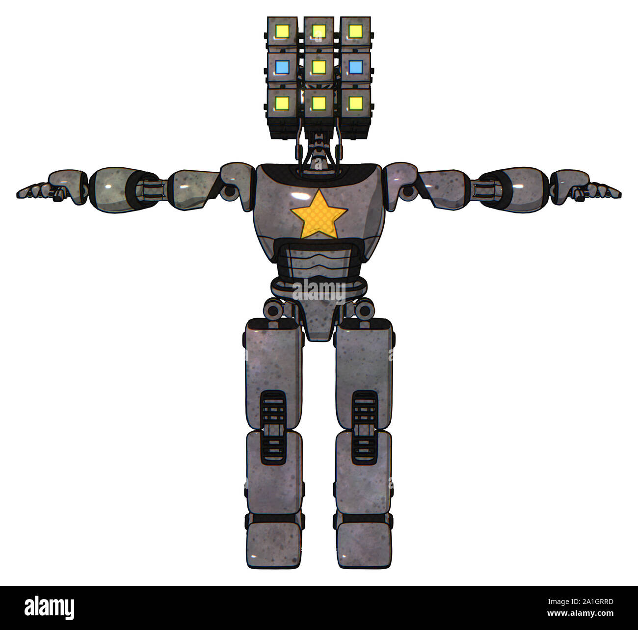 Cyborg containing elements: dual retro camera head, cube array head ...