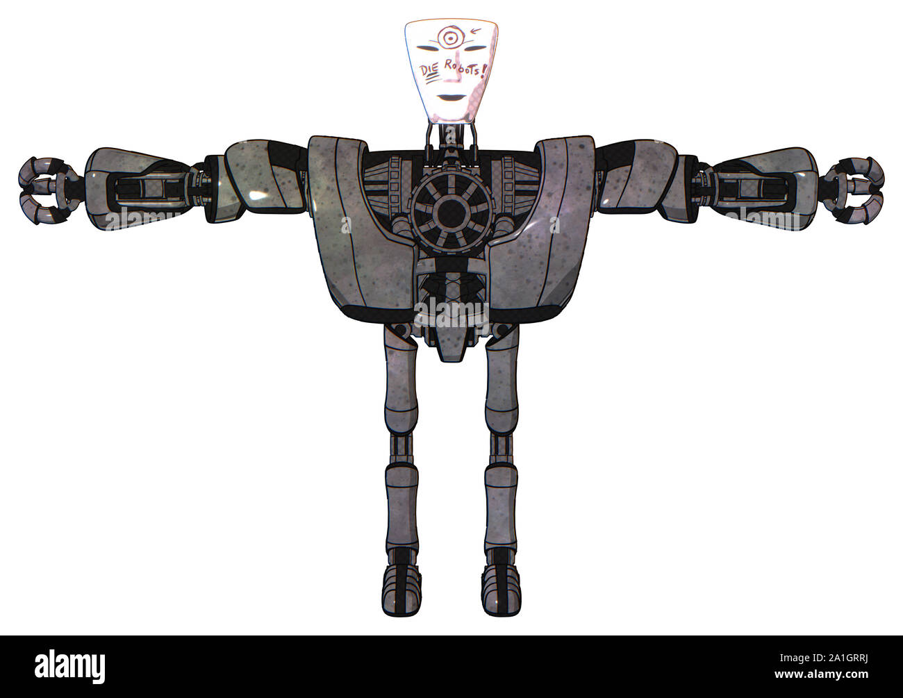 Automaton containing elements: humanoid face mask, die robots graffiti ...