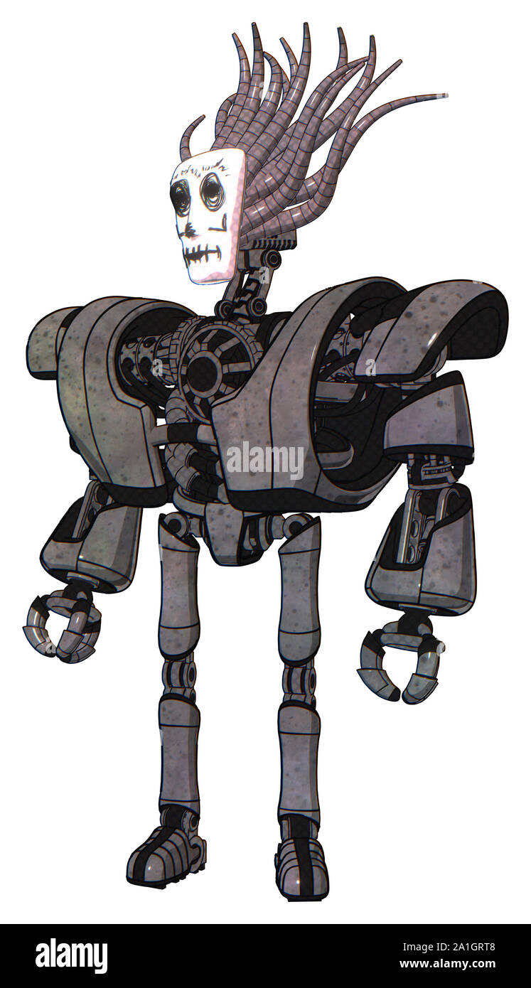 Mech containing elements: humanoid face mask, skeleton war paint, heavy ...