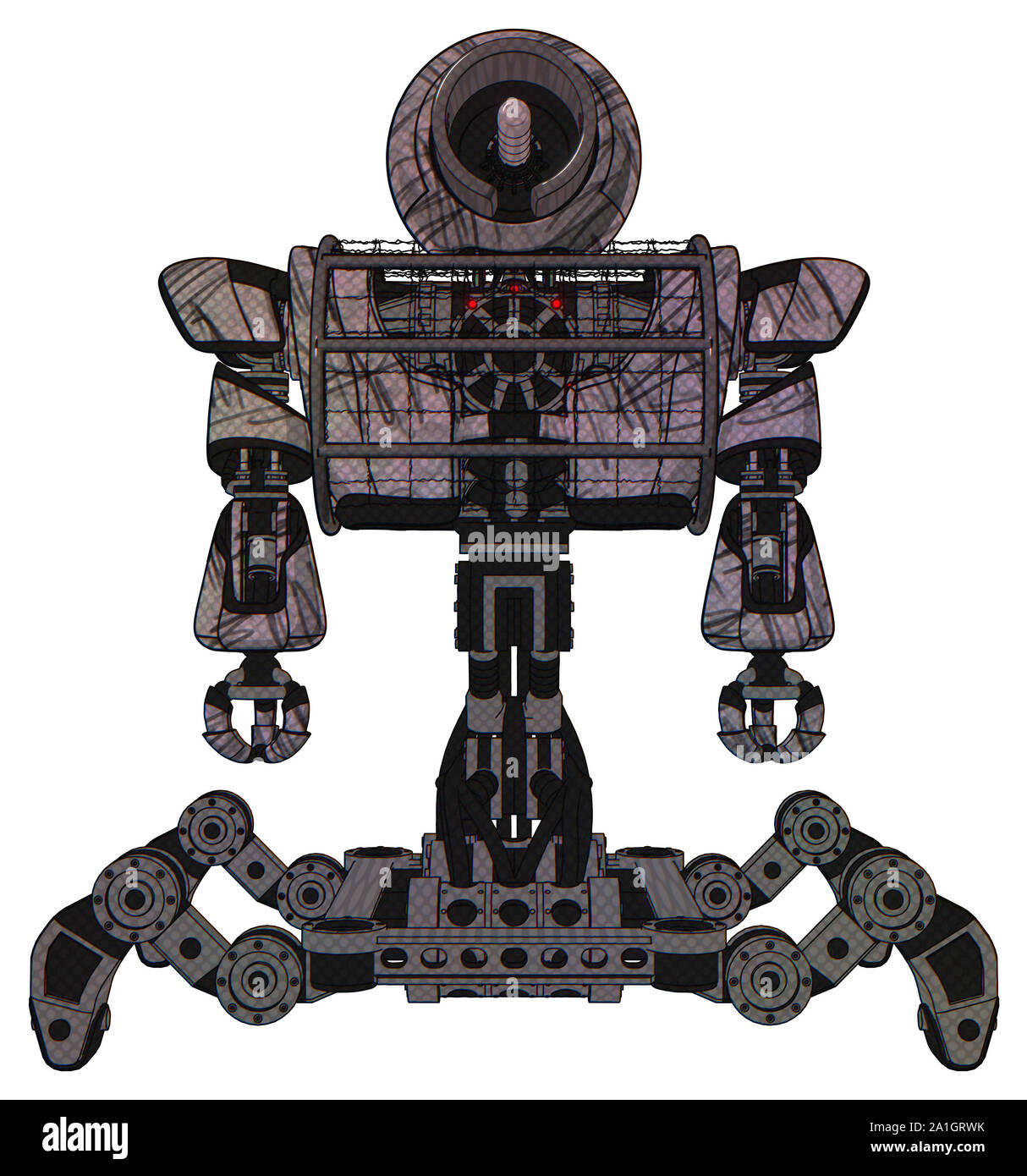 Robot containing elements: cable connector head, heavy upper chest ...