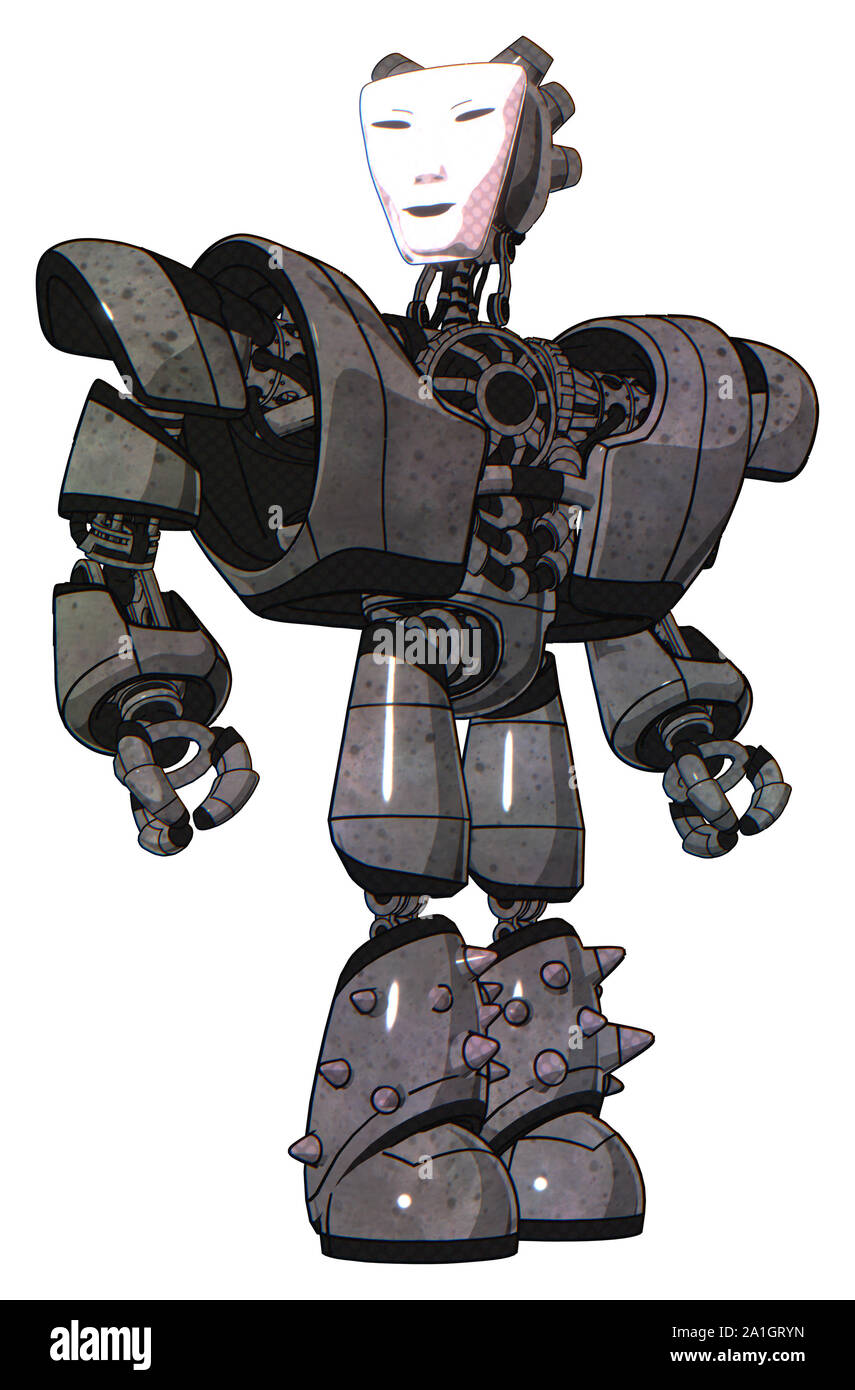 Android containing elements: humanoid face mask, heavy upper chest ...