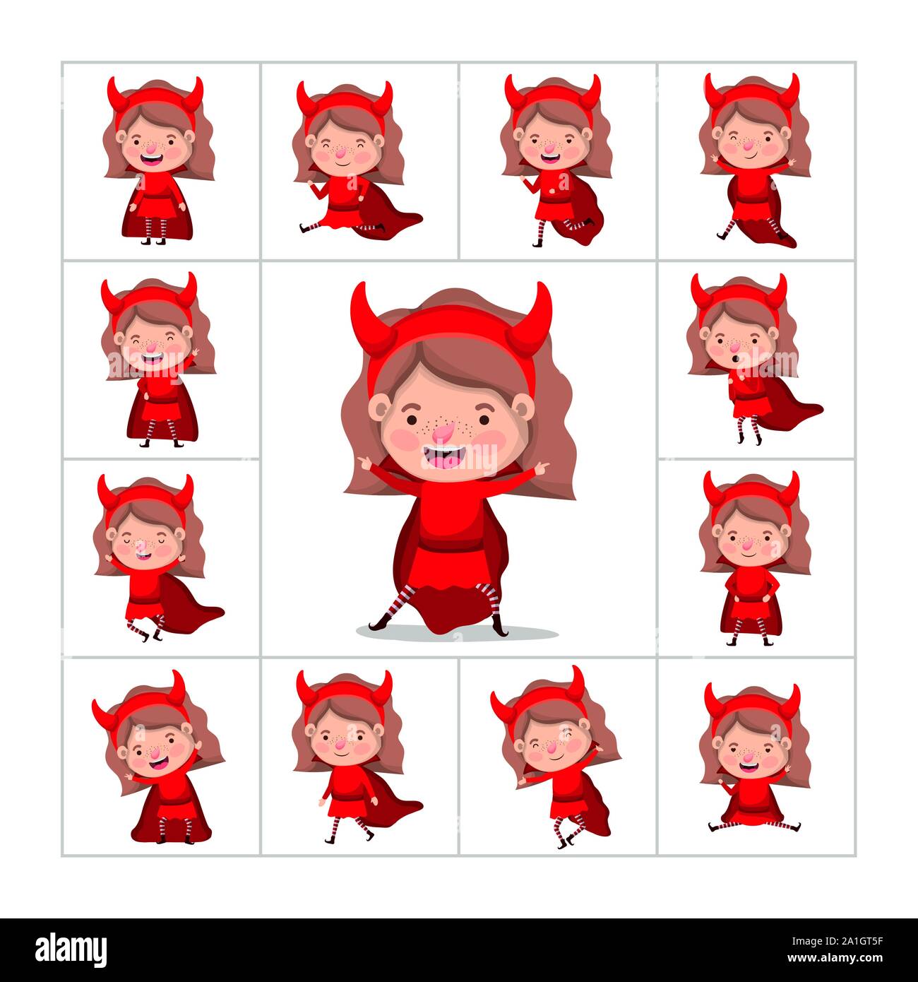 cute little girls with devils costumes Stock Vector Image & Art - Alamy