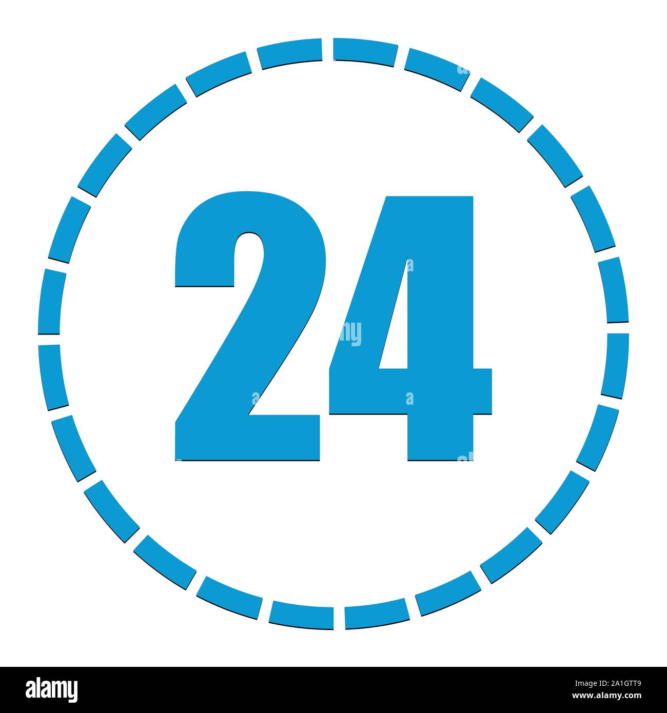 1-24 sectioned indicator circular chart, graph. Circle with 24 segments ...