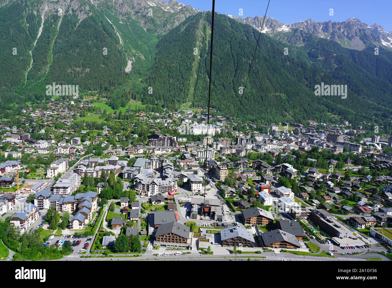 CHAMONIX, FRANCE -26 JUN 2019- View of the Aiguille du Midi ...