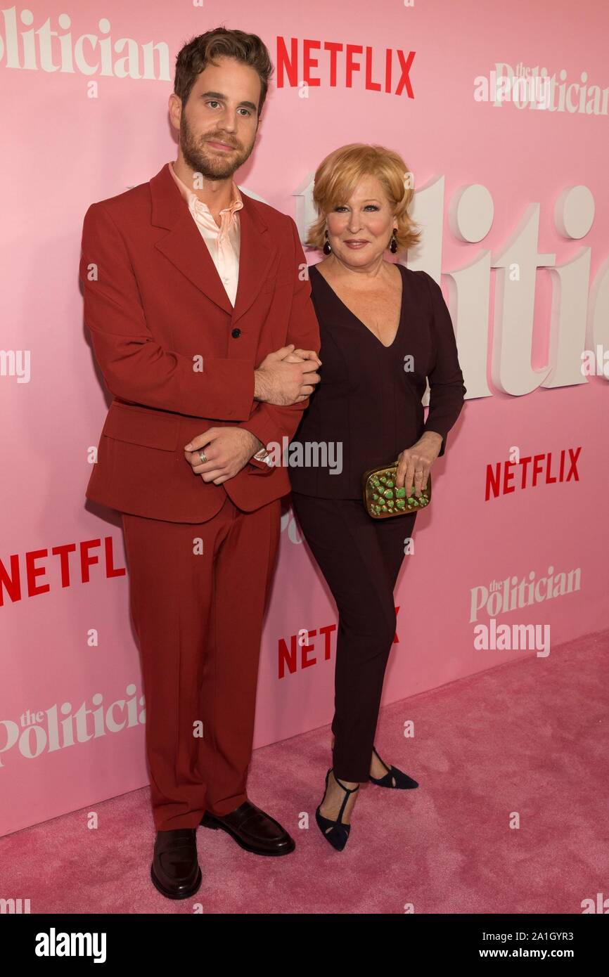 New York, NY, USA. 26th Sep, 2019. Ben Platt, Bette Midler at arrivals ...