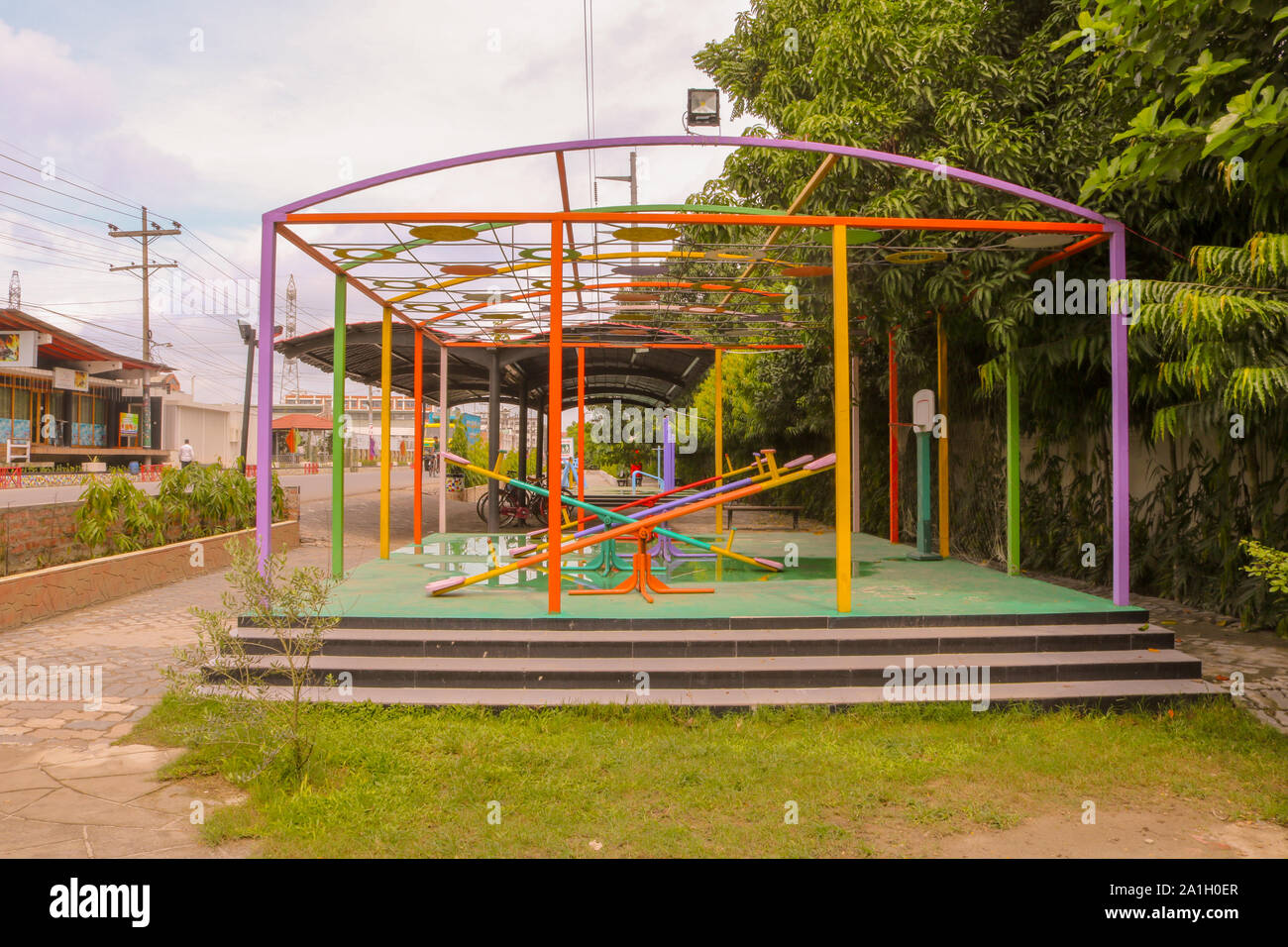 Local Road Side Park And Playground Stock Photo - Alamy