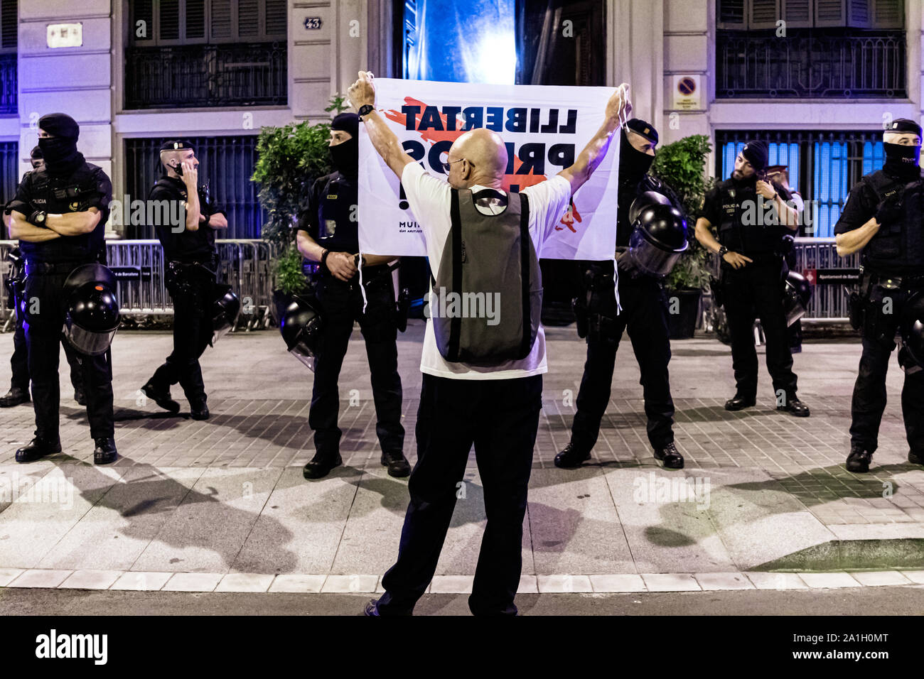 Barcelona, Catalonia, Spain, September 26, 2019. Protesters have made ...