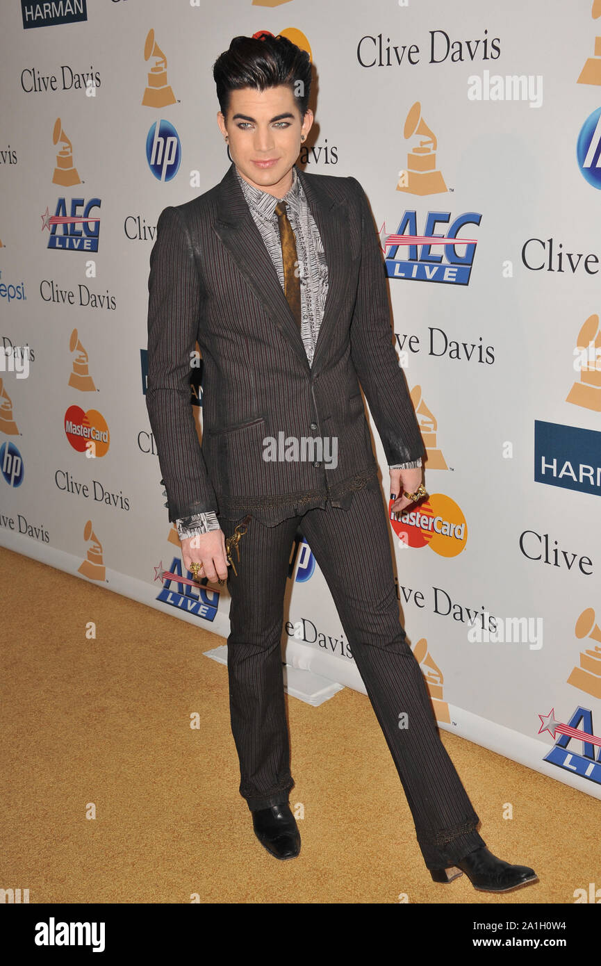 Adam lambert clive davis pre grammy party 2011 hi-res stock photography ...