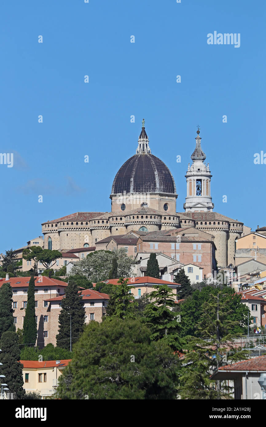 The basilica of the holy house or santuario della santa casa in Loreto ...