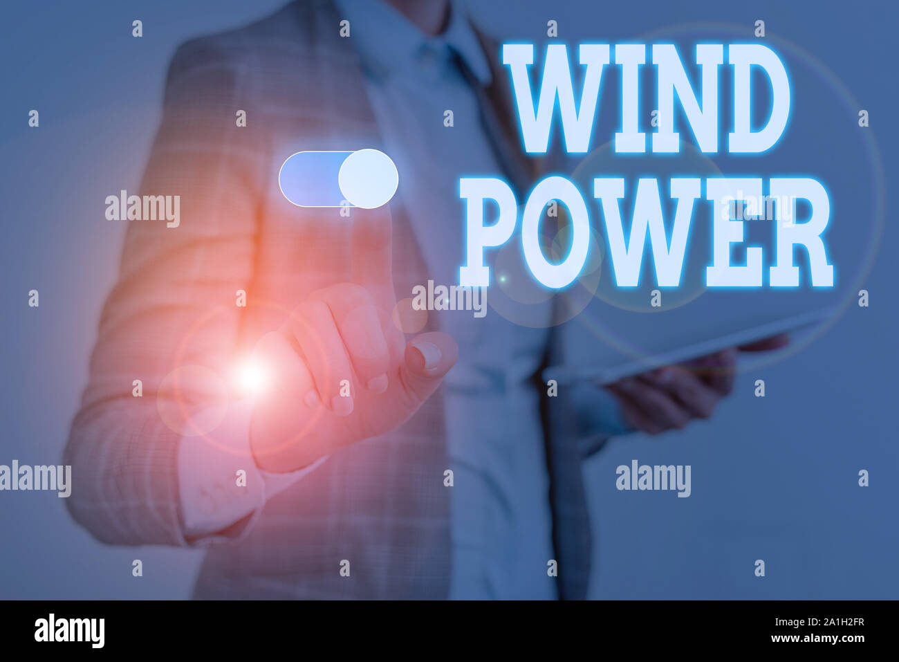 Writing note showing Wind Power. Business concept for use of air flowto ...