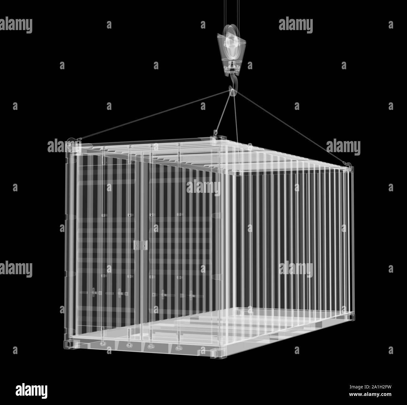 X-ray shipping container isolated on black. 3D rednering Stock Photo ...