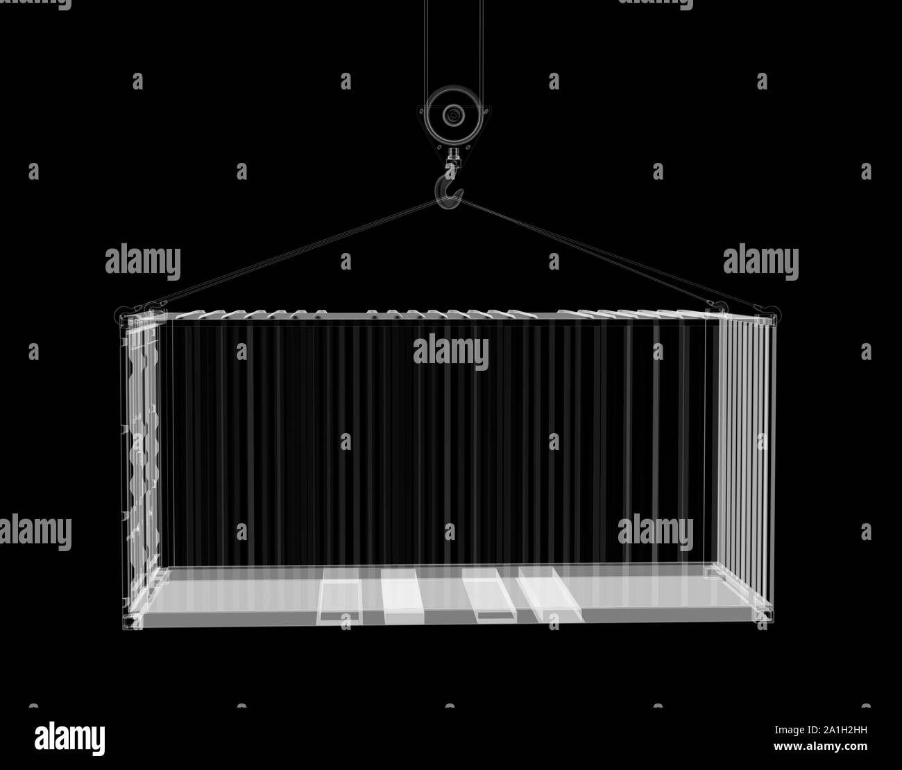 X-ray shipping container isolated on black. 3D rednering Stock Photo ...